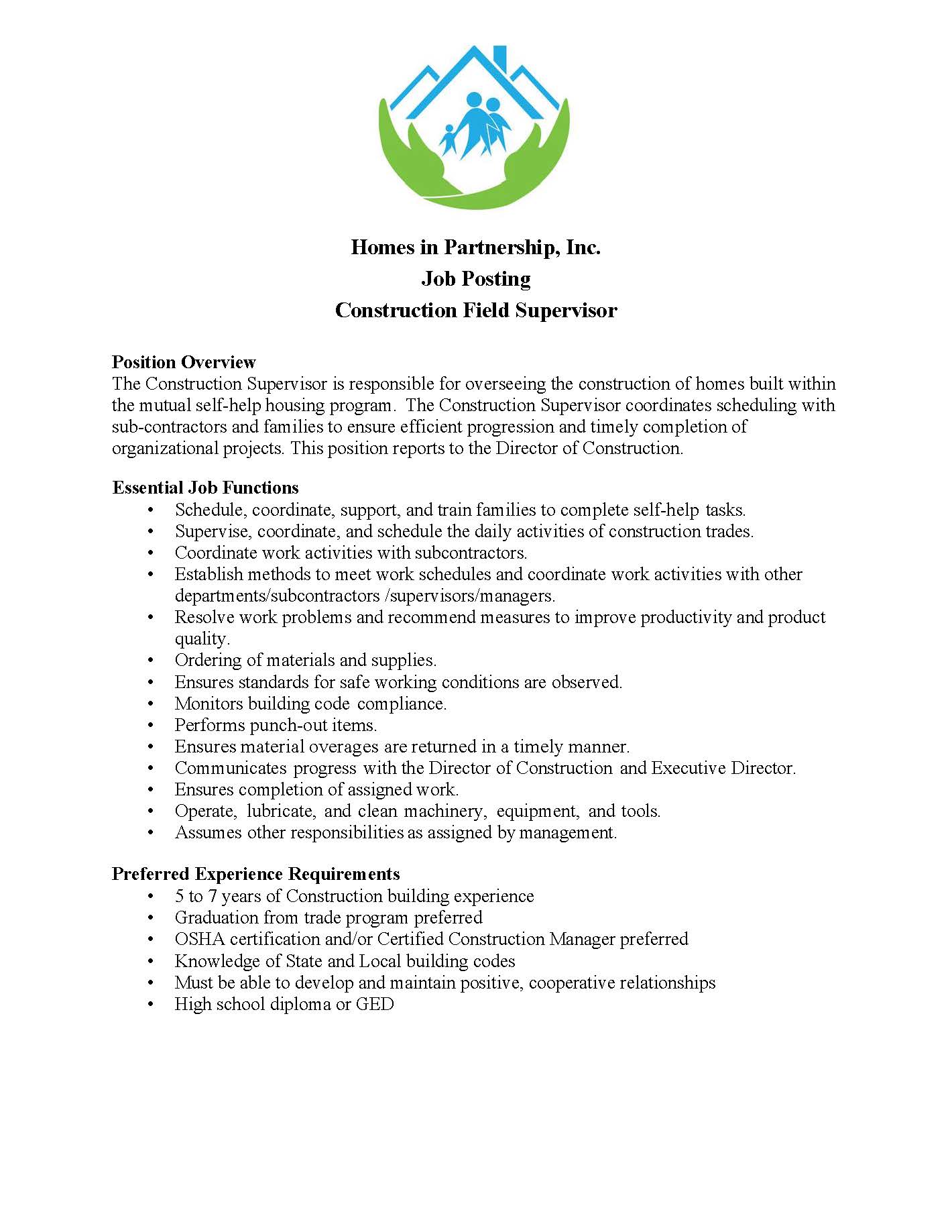 Careers – Homes In Partnership, Inc.